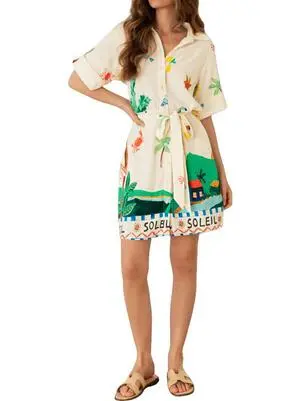 EBBY & I Josephina Printed Shirt Dress - White