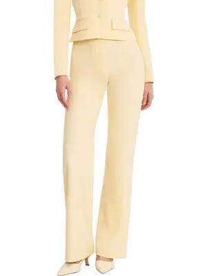 MISS CIRCLE Slim Straight Leg Suit Trousers - Butter Yellow