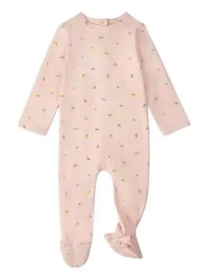 MINIMOI Cotton Floral Footie - Blush