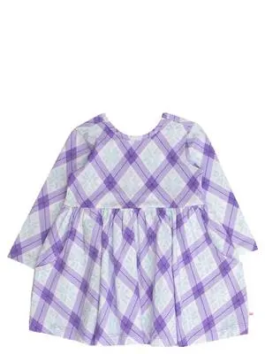 RUFFLEBUTTS Knit Long Sleeve Twirl Dress - Purple Enchanted Argyle