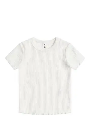 HUXBABY Ribbed Short Sleeve Tee - Almond Milk