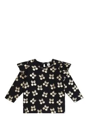 HUXBABY Frill Top With Cherry Pie Print - Black