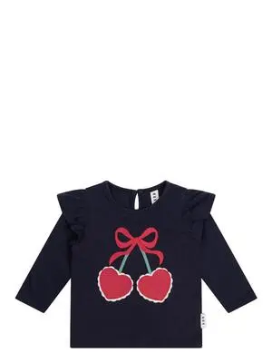 HUXBABY Cherry Pie Frill Top - Indigo