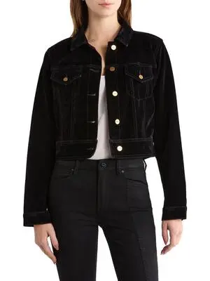 Paige Chantal Crop Jacket - Onyx Rich Velvet