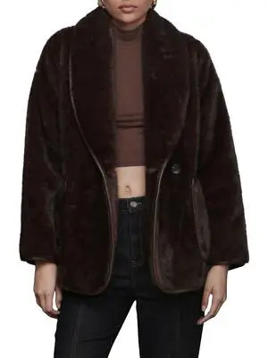 Avec Les Filles Shawl Collar Faux Fur Jacket - Espresso