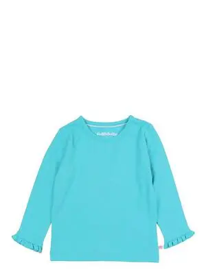 RUFFLEBUTTS Knit Long Sleeve Ruffle Tee Bright Aqua