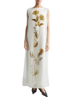 Altuzarra Jools Floral Silk Organza Evening Gown - Macadamia Shibori Flower