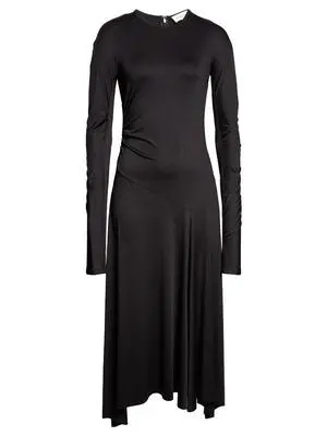 Victoria Beckham Ruched Long Sleeve Jersey Midi Dress - Black