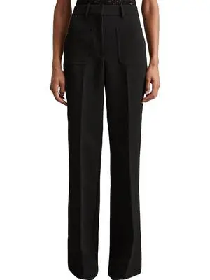 REISS Priya Flared Trousers - Black