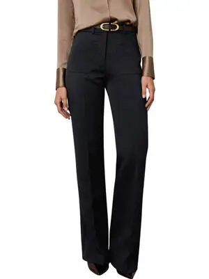 REISS Priya Flared Trousers - Navy