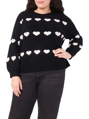 CECE DUPRAZ Heart Jacquard Crewneck Sweater - Rich Black