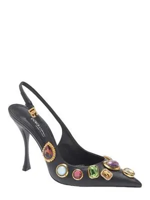Dolce & Gabbana Embellished Slingback Pumps - Nero/multicolor