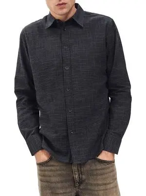 Rag & Bone Tomlin Crosshatch Cotton Button-up Shirt Black Grey