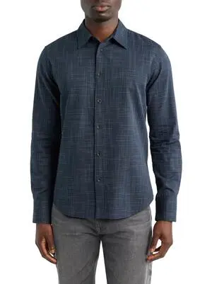 Rag & Bone Tomlin Crosshatch Cotton Button-up Shirt - Blue