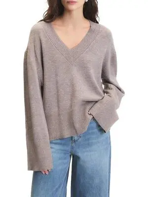 Deluc Asclepias V-neck Sweater - Melange Mink