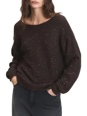 Deluc Catalpa Sequin V-back Sweater - Chocolate Brown