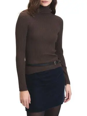 Deluc Mylo Ribbed Turtleneck Sweater Chocolate Brown