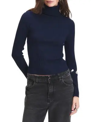 Deluc Mylo Ribbed Turtleneck Sweater - Navy