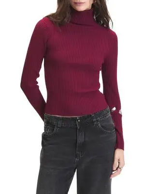 Deluc Mylo Ribbed Turtleneck Sweater - Wine