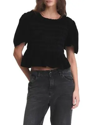 Deluc Velvet Peplum Top - Black