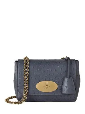 Mulberry Lily Ostrich Embossed Leather Satchel Stormy Blue