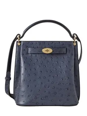 Mulberry Islington Ostrich Embossed Leather Bucket Bag - Stormy Blue