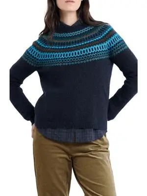 SEASALT CORNWALL Annik Fair Isle Wool & Mohair Blend Sweater - Knit Modernist Cyan Multi