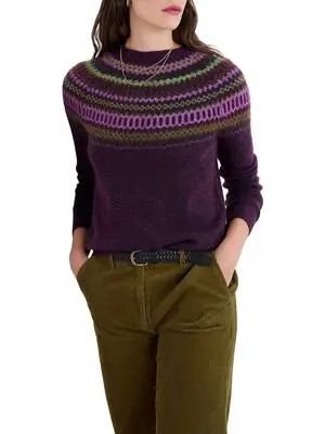 SEASALT CORNWALL Annik Fair Isle Wool & Mohair Blend Sweater - Knit Modernist Grape Oak Mix