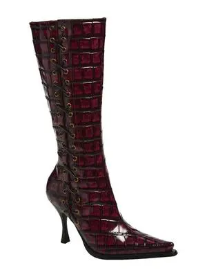 Jeffrey Campbell Stunna Boot Wine Black Croco