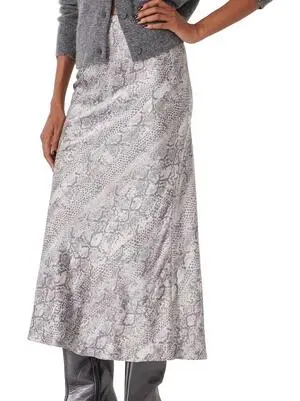 HUSH Simone Slinky Midi Skirt - Natural Snake Grey