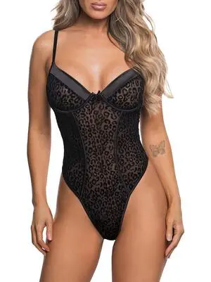 ROMA CONFIDENTIAL Sheer Mesh Teddy With Underwire - Black