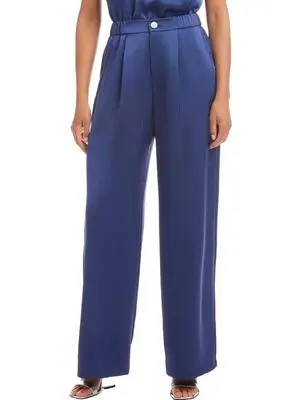 Fifteen Twenty Sofi Satin Wide Leg Pants - Deep Blue