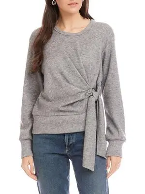 Fifteen Twenty Knit Top With Side Tie - Gray