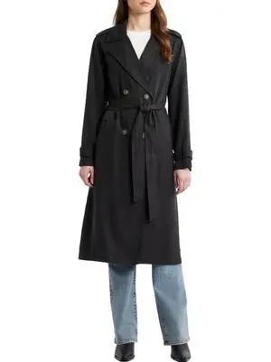 CLOTH & STONE Lyocell Trench Coat - Black