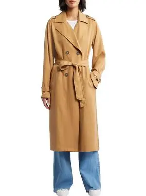 CLOTH & STONE Lyocell Trench Coat - Golden Camel