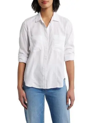 CLOTH & STONE Seamed Button-up Shirt - White