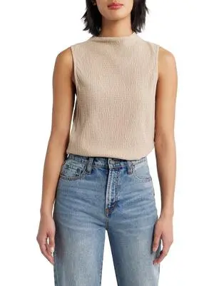 CLOTH & STONE Smocked Funnel Neck Top