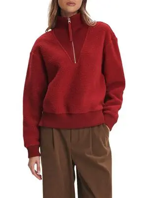 Varley Jaylin High Pile Fleece Half-zip Pullover - Red Dahlia