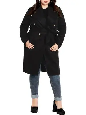 City Chic Callie Belted Coat Black