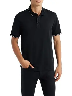 BOSS Parlay Tipped Cotton Polo - Black