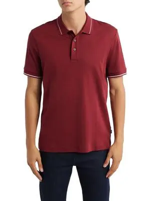 BOSS Parlay Tipped Cotton Polo - Dark Red