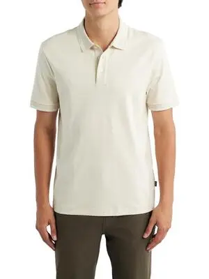 BOSS Parlay Tipped Cotton Polo - Open White