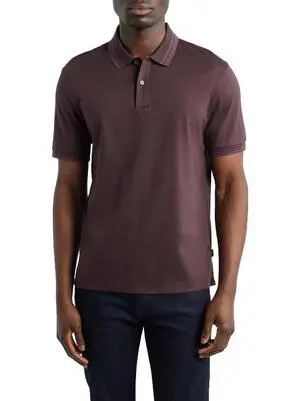BOSS Parlay Tipped Cotton Polo - Open Red