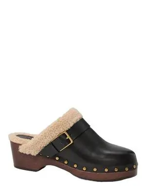 Paige Helena Faux Shearling Clog - Black