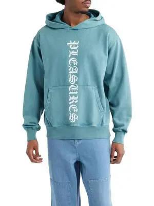 PLEASURES Knight Overdye Logo Graphic Hoodie - Teal