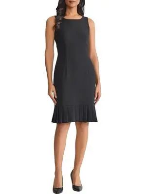 KASPER Pleat Hem Sleeveless Sheath Dress - Black