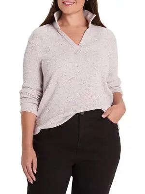 NIC+ZOE Long Sleeve Rib Polo - Cherry Blossom