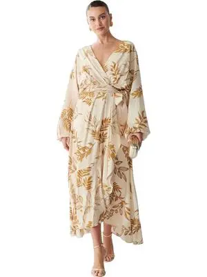 SAVEL Julia Midi Wrap Dress - Golden Palms