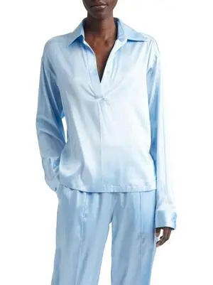 TOM FORD Stretch Silk Satin Polo - Frost