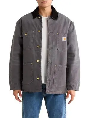 Carhartt Work In Progress Organic Cotton Canvas Chore Coat - Graphite/black Stone Canvas